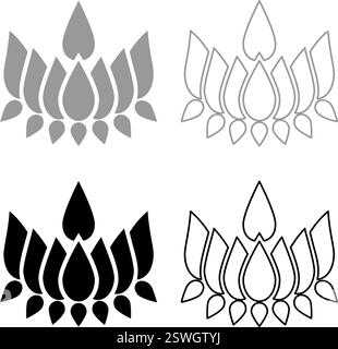 Ayyavazhi lotus carrying Naman symbol icon black color vector ...