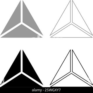 Pyramid shape triangle view from above Sacred geometry set icon grey ...