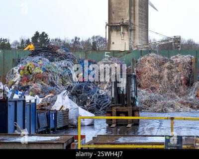 Scrap wiring and cabling at a scrap metal dealers at Sharpness docks on ...
