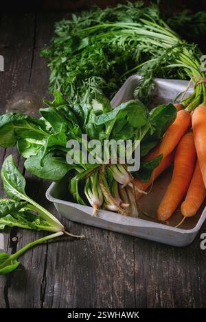 Bunch of carrot and spinach Stock Photo - Alamy