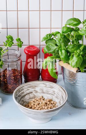 Herbs and checkpeas Stock Photo - Alamy