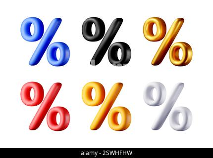 3D set of realistic percent sign balloon isolated Stock Vector Image ...