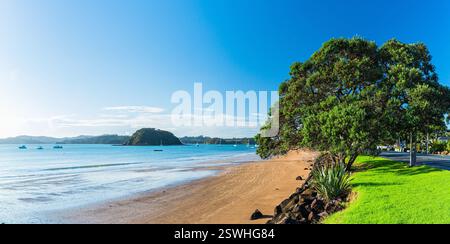 Morning view of Paihia Beach in the Bay of Islands, New Zealand Stock ...