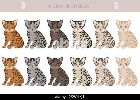 Mojave Spotted Cat clipart. Bengsl and American polydactyil mix cross ...