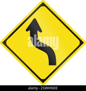 Japanese road sign - Double bend to the right Stock Photo - Alamy