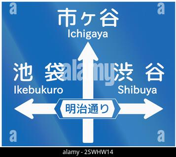 Japanese road sign - Destinations, Directions on separate panels ...