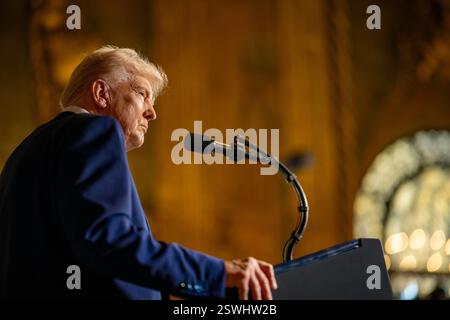 President Donald Trump takes questions during press briefing with the ...