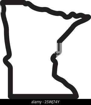 minnesota MN state shape map outline simplified silhouette vector ...