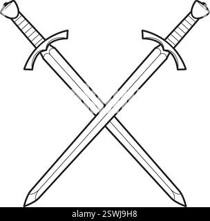 classic medieval european sword broadsword icon symbol vector isolated ...