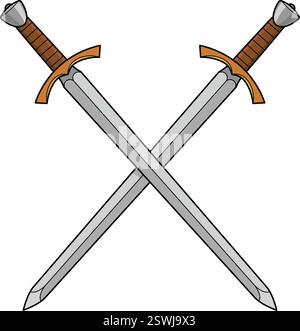 European knight medieval swords, heraldry. Vector weapon of medieval ...