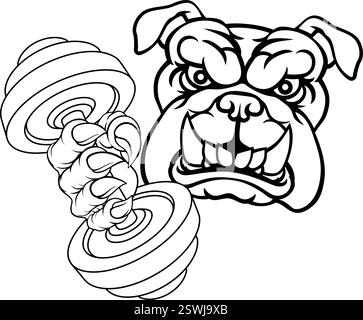 Bulldog Dog Weight Lifting Dumbbell Gym Mascot Stock Vector Image & Art ...