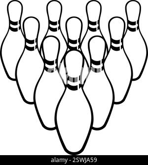 classic simple cartoon ten pin tenpin bowling pins group set up in ...