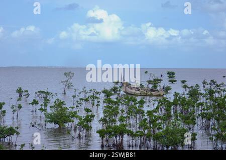 Coastline view of Madura island with fishing boats Stock Photo - Alamy