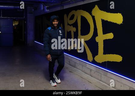 Rodrick Tai of Warrington Wolves arrives before the Betfred Super ...
