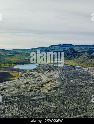 Aerial view of Berserkjahraun lava field in Snæfellsnes Peninsula, West ...