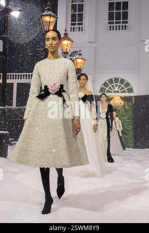 Models on the catwalk at the Richard Quinn show in The Lindley Hall at ...
