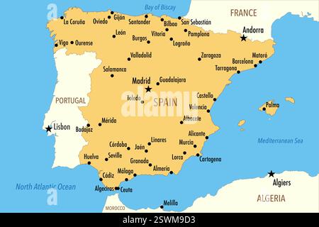 Spain, autonomous communities, political map. First-level ...