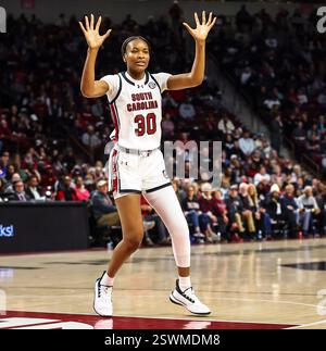 South Carolina forward Maryam Dauda (30) and forward Adhel Tac (15 ...
