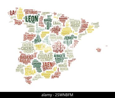 Spain Flag Map. Map of the Kingdom of Spain with the Spanish national ...