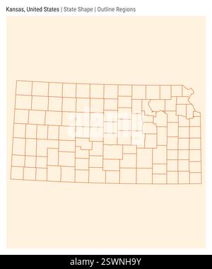 Simple map of Kansas state of United States and location on USA map ...
