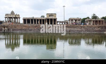 India, Karnataka, Mandya, Beautiful Traditional Bhuvaneshwari Mantapa ...