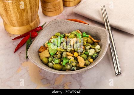 Japanese snack - Wasabi endo arare rice cruncy cracker Stock Photo - Alamy