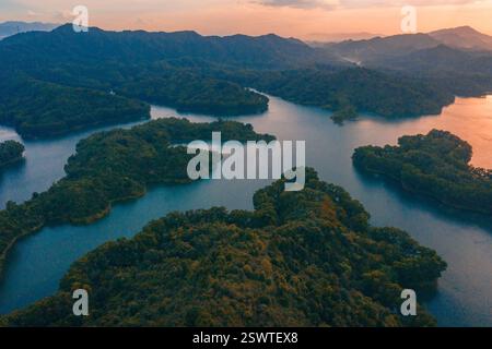 Aerial photography scenery of Honghua Lake Scenic Area, Huizhou City ...