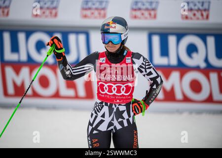 New Zealand's Alice Robinson speeds down the course during an alpine ...