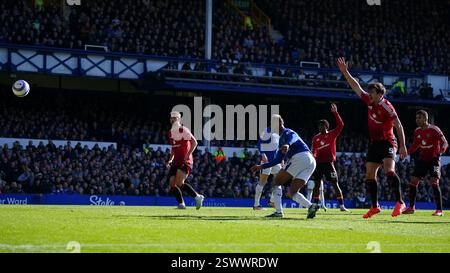 Everton's Beto scoring the opening goal during the Premier League match ...