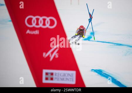 Germany's Lena Duerr speeds down the course during an alpine ski, women ...