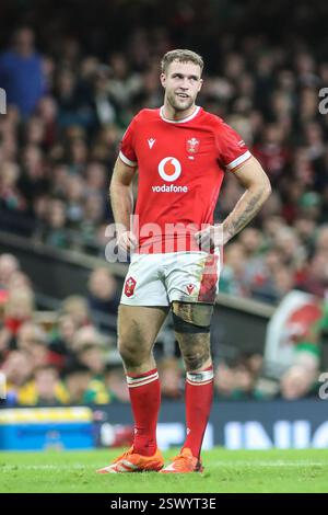Max Llewellyn of Wales during the 2025 Guinness 6 Nations match Wales ...