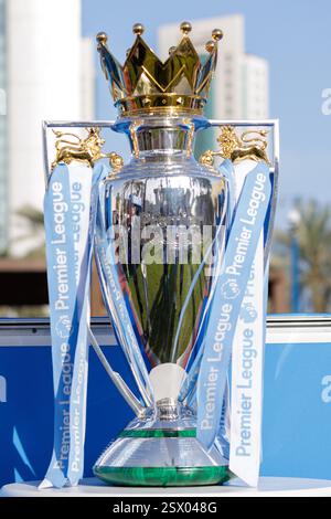 The Premier League trophy present in Doha during the 2025 Qatar ...