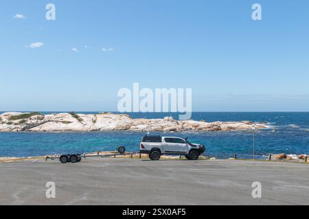 Boat ramp Bicheno near governor island marine reserve Stock Photo - Alamy