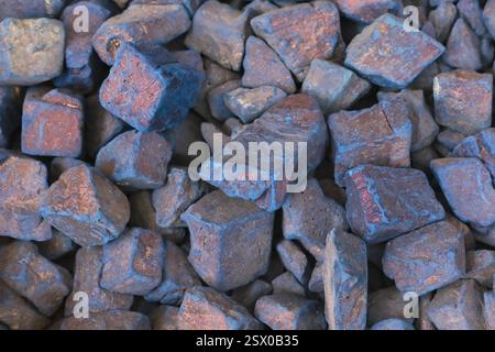Natural blue nila pure indigo dye stones close up at traditional ...