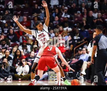 South Carolina forward Sania Feagin looks to pass during the first half ...
