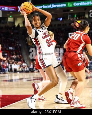 South Carolina forward Maryam Dauda (30) and forward Adhel Tac (15 ...