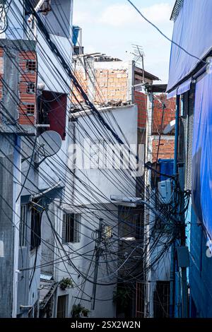 View of buildings in alleys of Paraisopolis, the largest favela in São ...