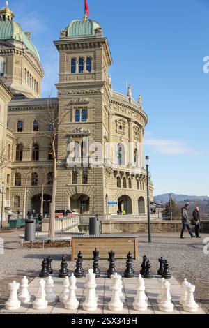 January 15, 2025. Switzerland, Bern. Federal Palace front view, Swiss ...