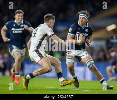 Tommy Freeman of England under pressure from Jamison Gibson-Park of ...