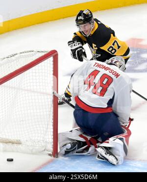 Washington Capitals goaltender Logan Thompson (48) in action during the ...