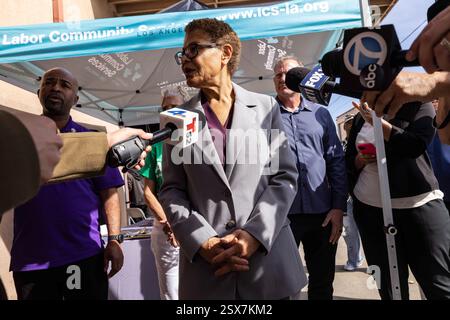 Bell, United States. 22nd Feb, 2025. Los Angeles Mayor Karen Bass joins ...