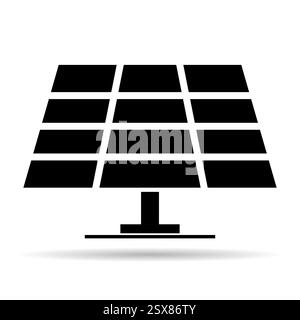 Solar panel shadow icon, green power technology, ecology alternative ...