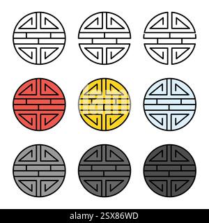 Traditional shou icon, spiritual isolated shu flat symbol, asian vector ...