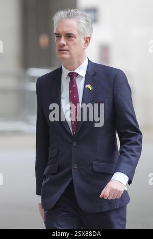 Shadow defence secretary James Cartlidge arrives at BBC Broadcasting ...