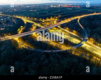 Aerial image over Wardley Interchange, Junction 14 of M60 Manchester ...