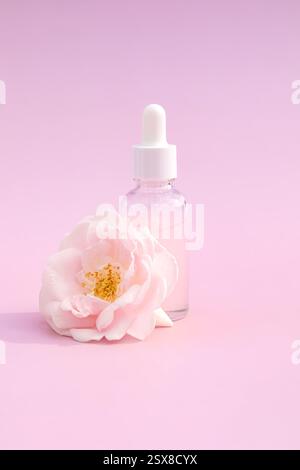Beautiful composition with bottle of essential oil and natural ...