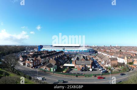 A stunning aerial drone view of Goodison Park, Everton FC’s historic ...