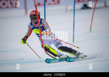 Germany's Lena Duerr speeds down the course during an alpine ski, women ...