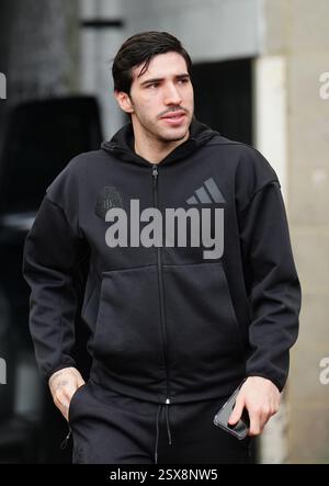 Newcastle United's Sandro Tonali arriving before the Premier League match at St James' Park ...