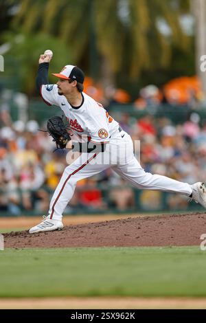 Baltimore Orioles pitcher Kade Strowd throws during the sixth inning of ...